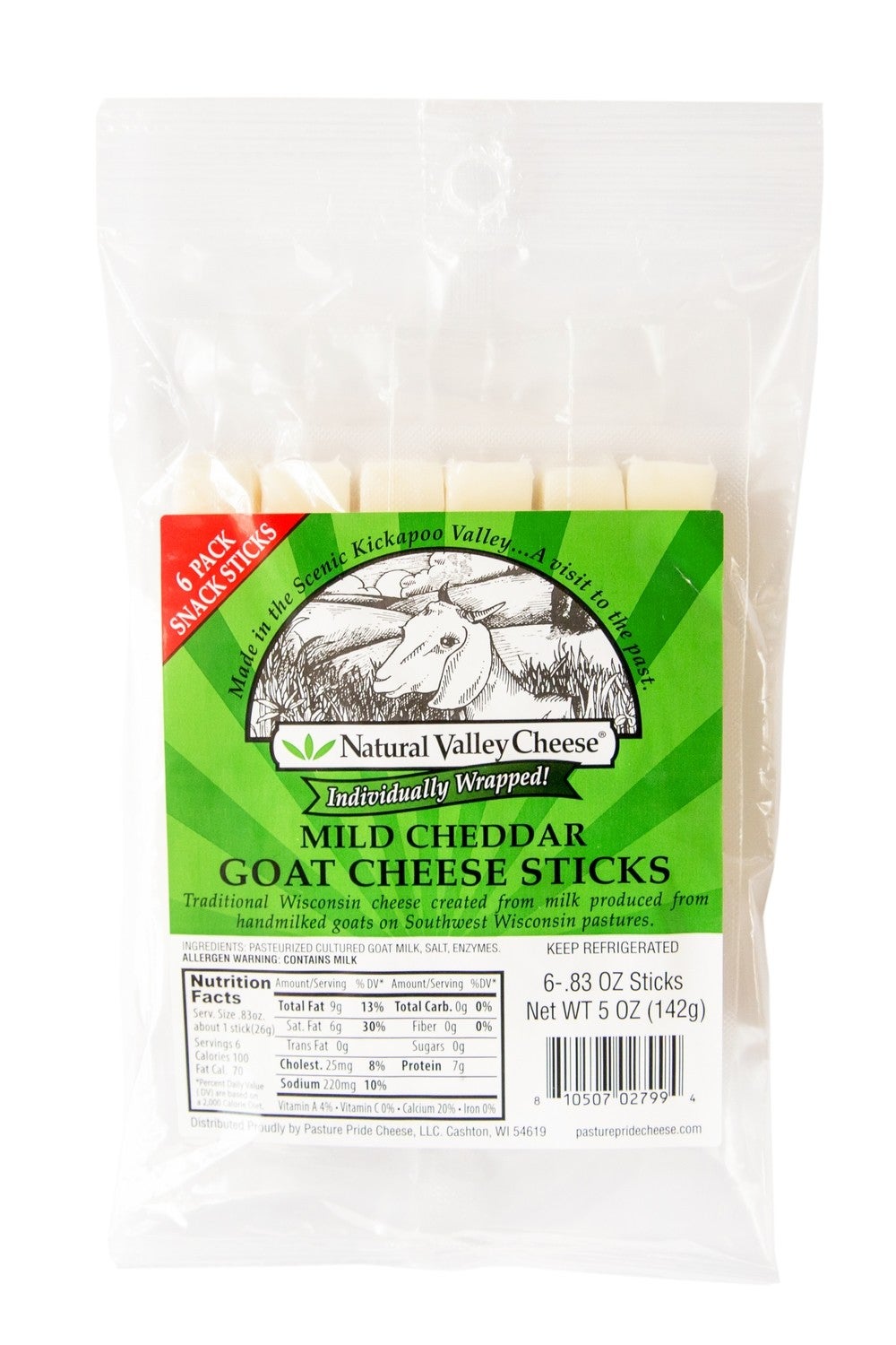 Goat Mild Cheddar Snack Sticks | Pasture Pride Cheese